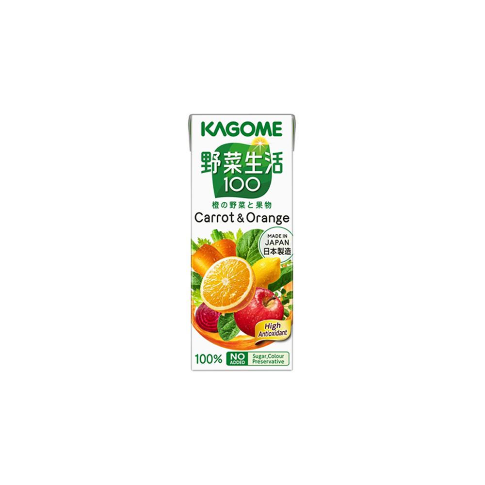 Kagome - Yasai Seikatsu 100 Carrot & Orange (200ml) (12/carton) – Tasty Snack Asia