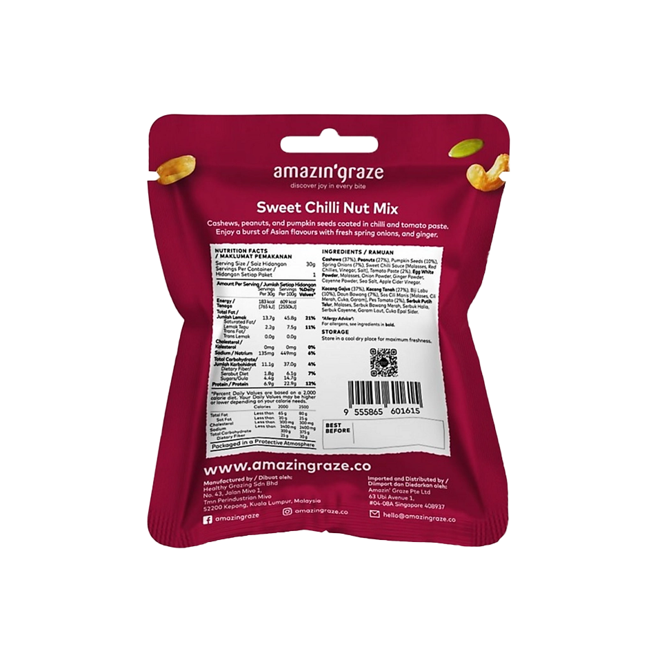 Amazin' Graze - Sweet Chilli Nut Mix (30g) (40/carton) – Tasty Snack Asia