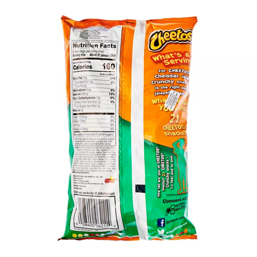 Cheetos Puffs Cheetos Cheddar Jalapeno Crunchy 226.8g 8z (10 Pack) By ...