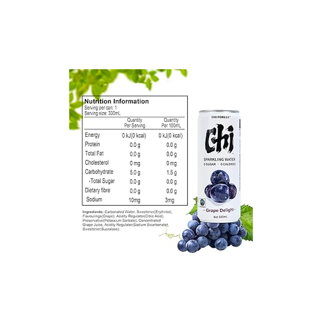Chi Forest - Grape Sparkling Water (330ml) (24/carton) – Tasty Snack Asia