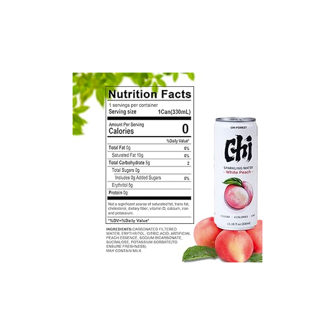 Chi Forest - White Peach Sparkling Water (330ml) (24/carton) – Tasty ...
