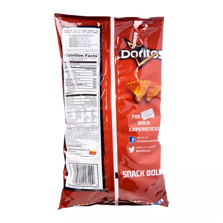 Doritos - Nacho Cheese Tortilla Chips (190g) (8/carton) – Tasty Snack Asia