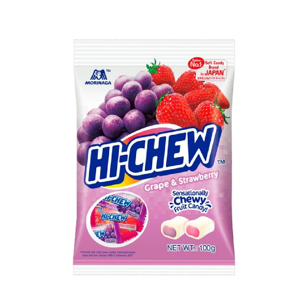 HI-CHEW - Grape & Strawberry Chewy Candy Bag (100g) (12/carton) – Tasty ...