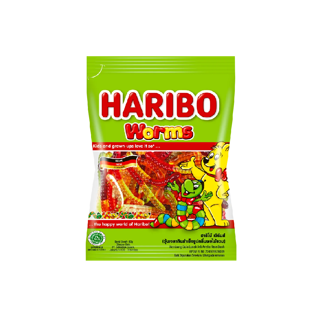 Haribo - Worms Gummy (80g) (24/carton) – Tasty Snack Asia