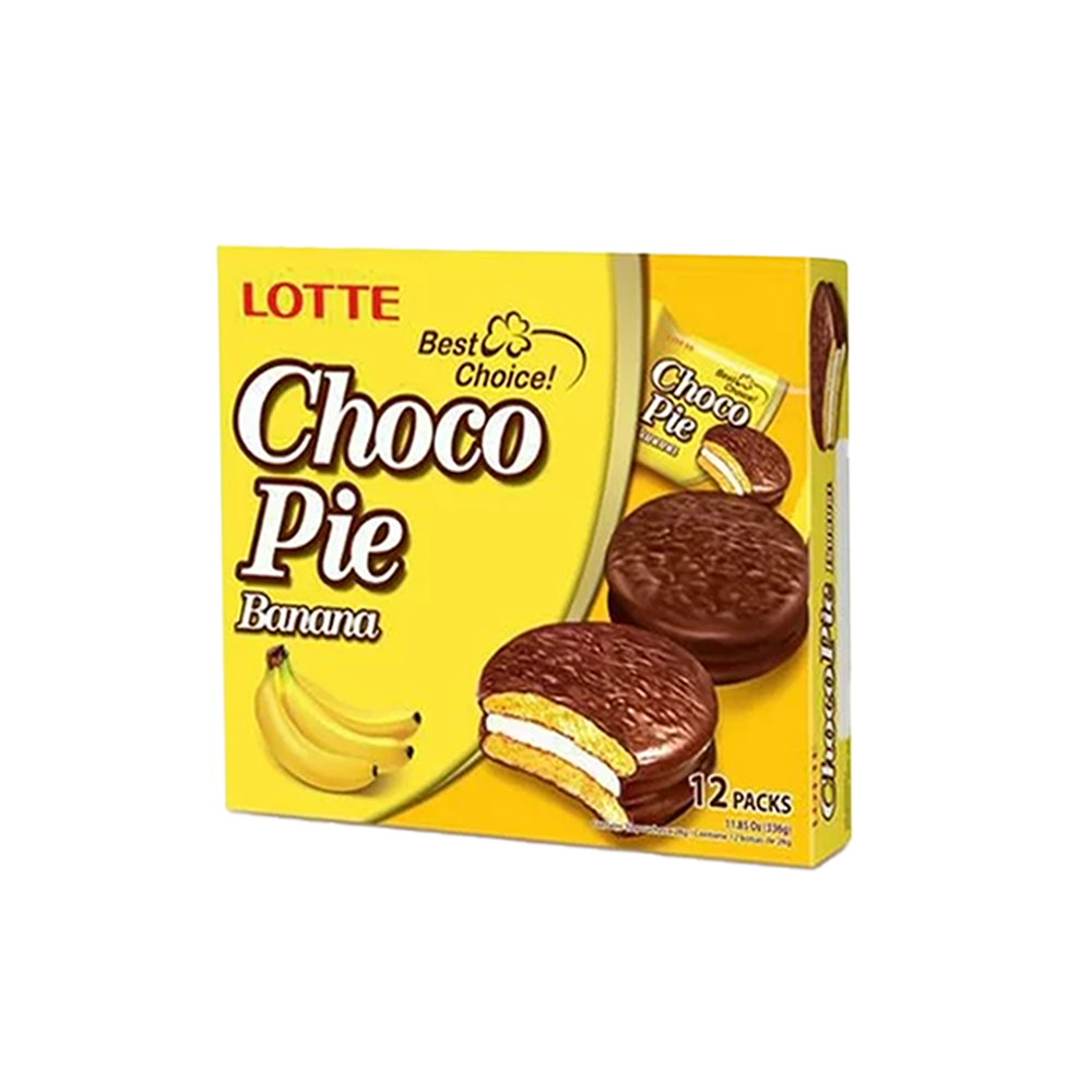 Lotte - Banana Choco Pie (12/pack) (336g) (8/carton) – Tasty Snack Asia