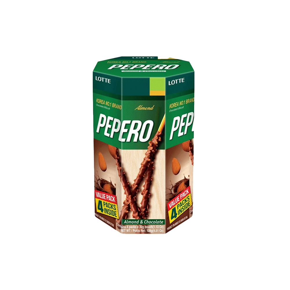 Lotte - Chocolate Almond Pepero Sticks Value Pack (128g) (4/pack) (9/c ...