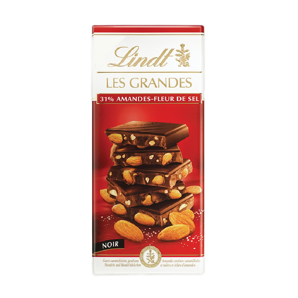 Lindt - Les Grandes Dark Almond Sea Salt Chocolate (150g) (15/carton ...