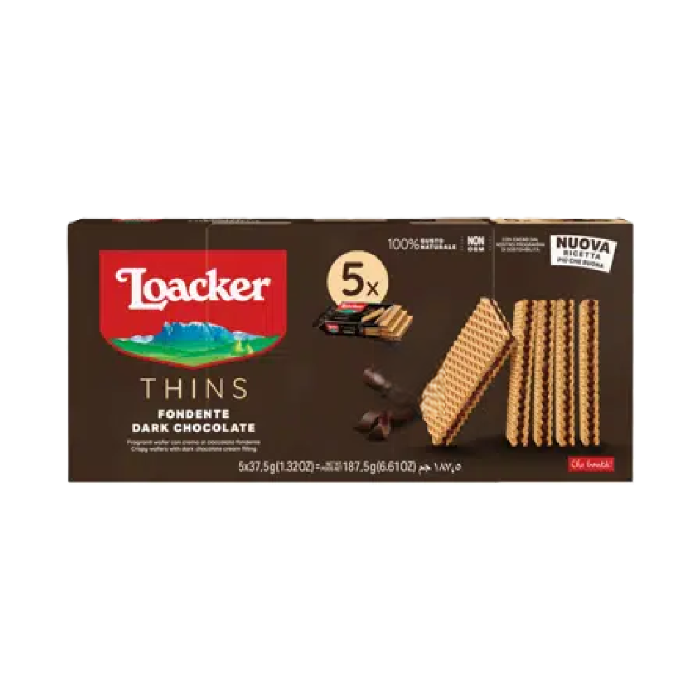 Loacker - Thins Fondente Dark Noir Dark Chocolate Wafer (5/pack) (37.5 ...