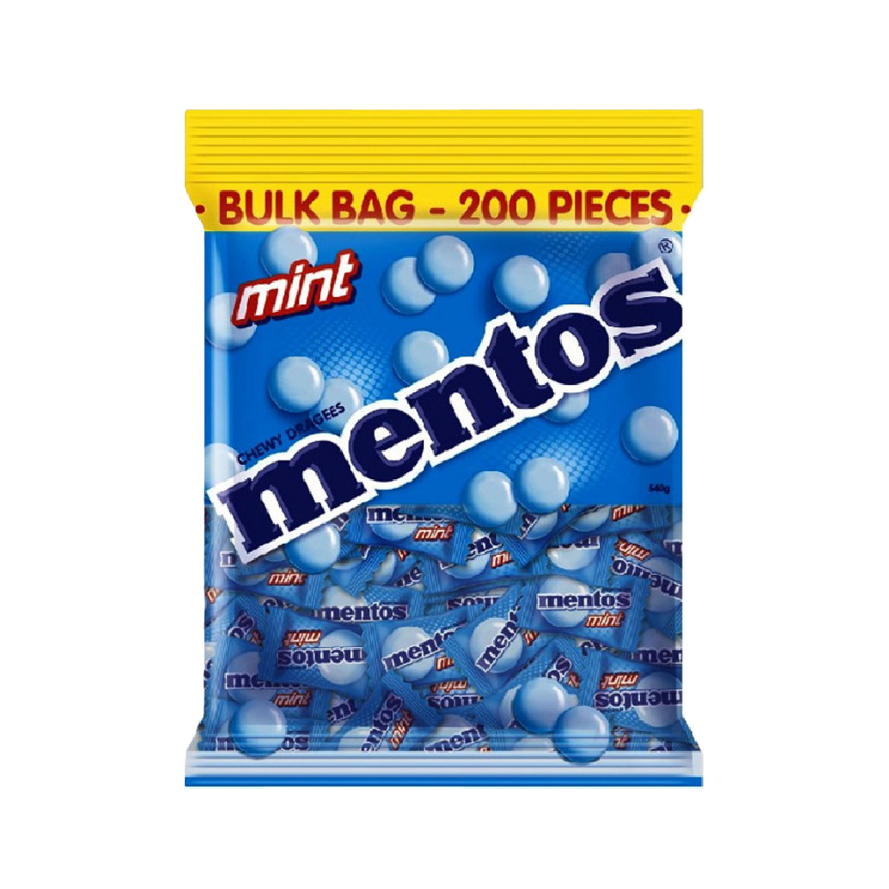 Mentos - Chewy Dragees Mint Transparent Bag (540g) (12/carton) – Tasty ...