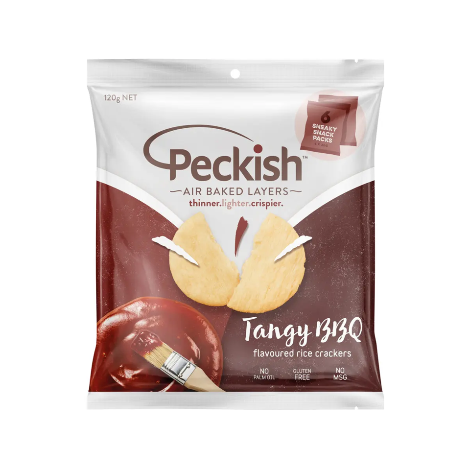 Peckish - Tangy BBQ Rice Crackers (6/pack) (120g) (12/carton) – Tasty ...