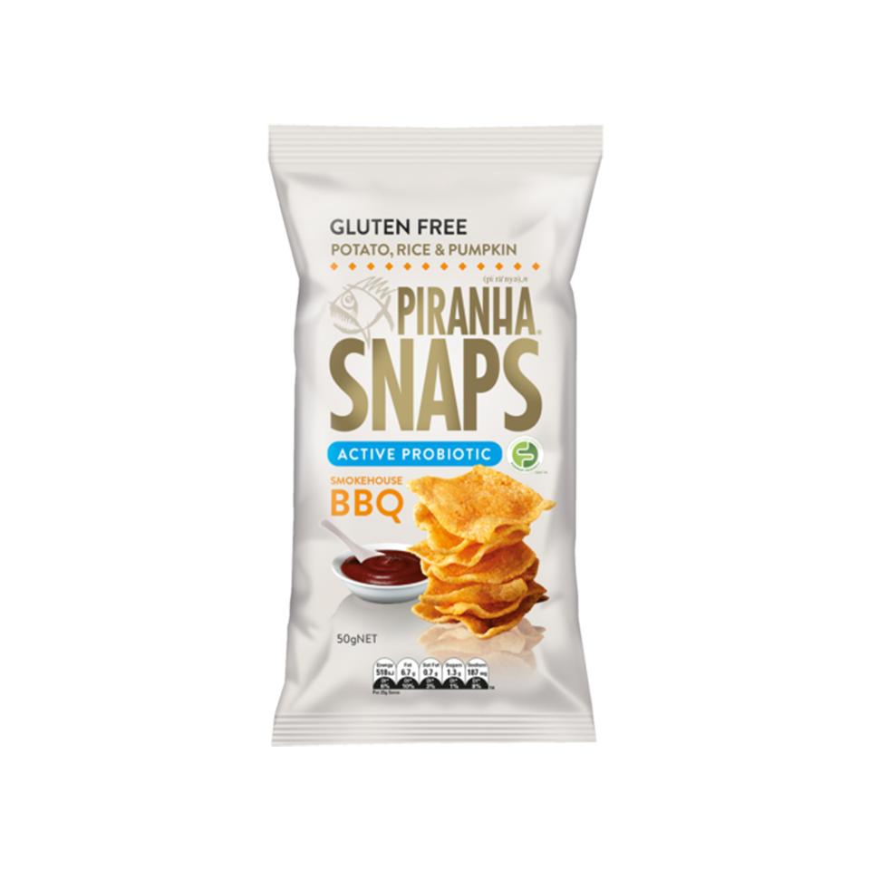 Piranha Snaps - Smokehouse BBQ Potato Rice And Pumpkin Chips (50g) (10 ...