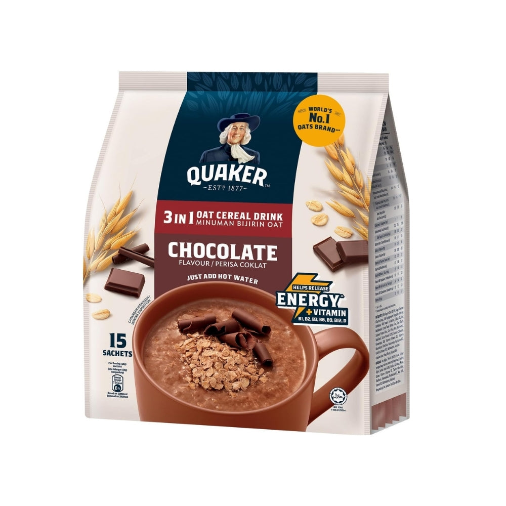 Quaker - 3-in-1 Chocolate Oat Cereal Drink (15/pack) (28g) (12/carton ...