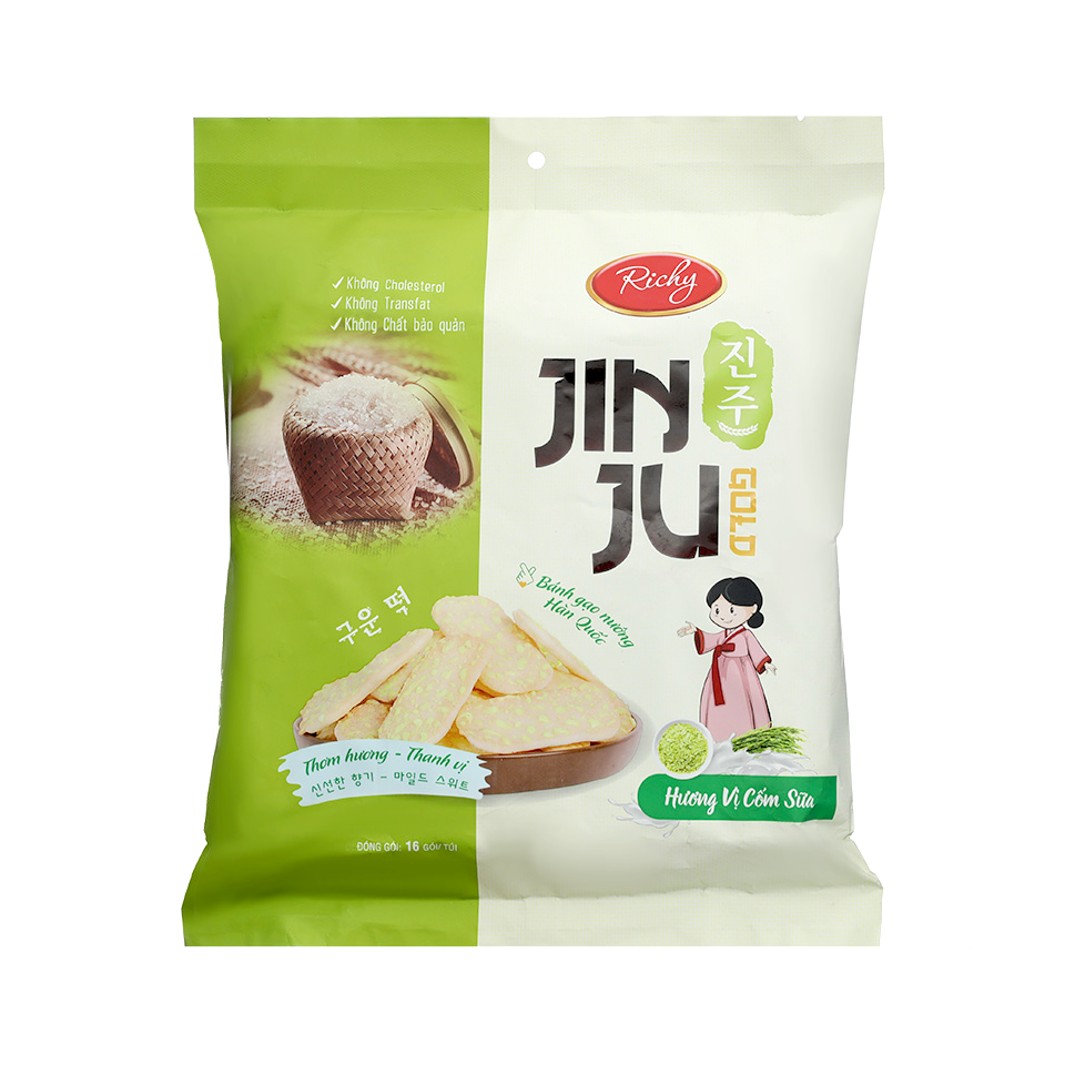 Richy Jin Ju - Green Rice Flakes With Milk Rice Cracker (145g) (12/car ...