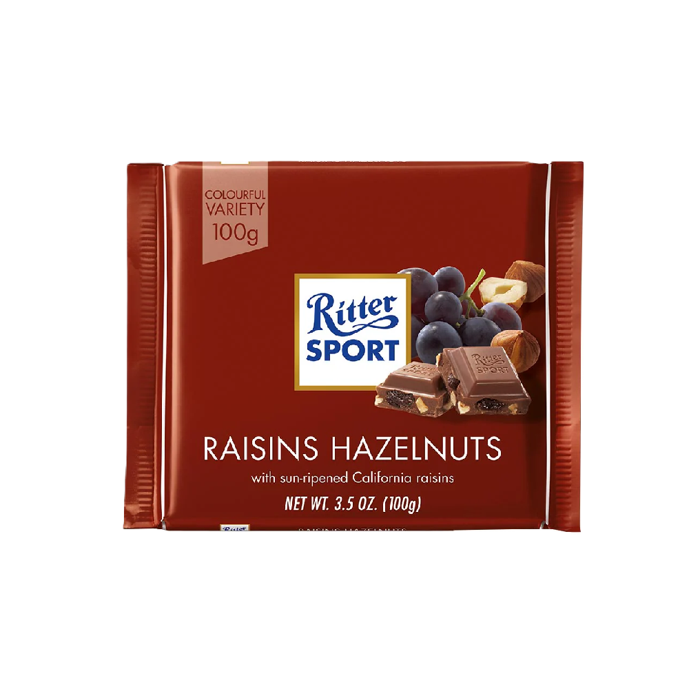 Ritter Sport - Raisins & Hazelnuts Chocolate (100g) (12/carton) – Tasty ...