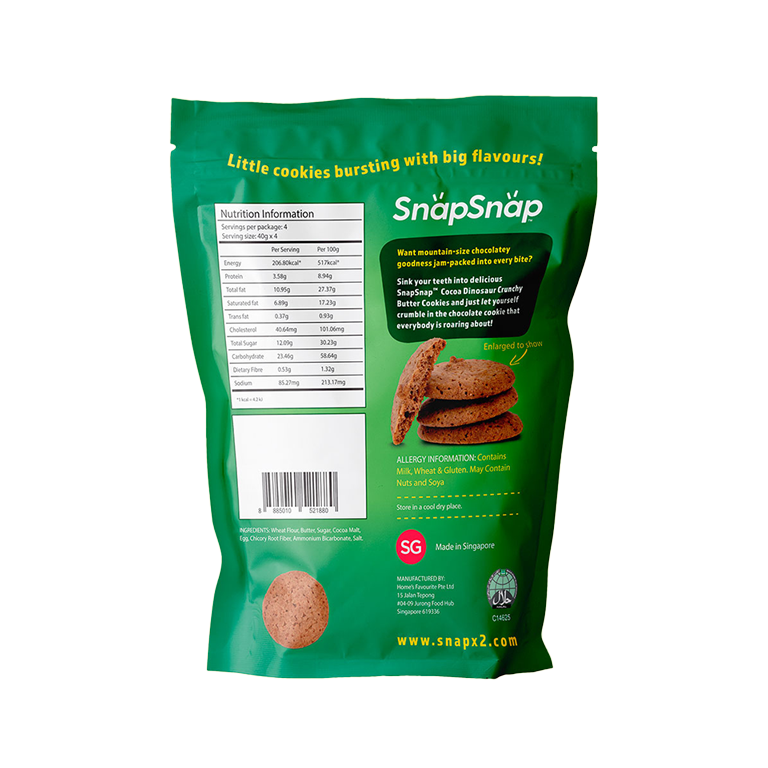 Snap Snap - Cocoa Dinosaur Crunchy Butter Cookies (160g) (24/carton ...