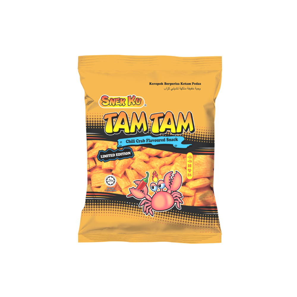 Snek Ku - Chilli Crab Tam Tam (70g) (24/carton) – Tasty Snack Asia