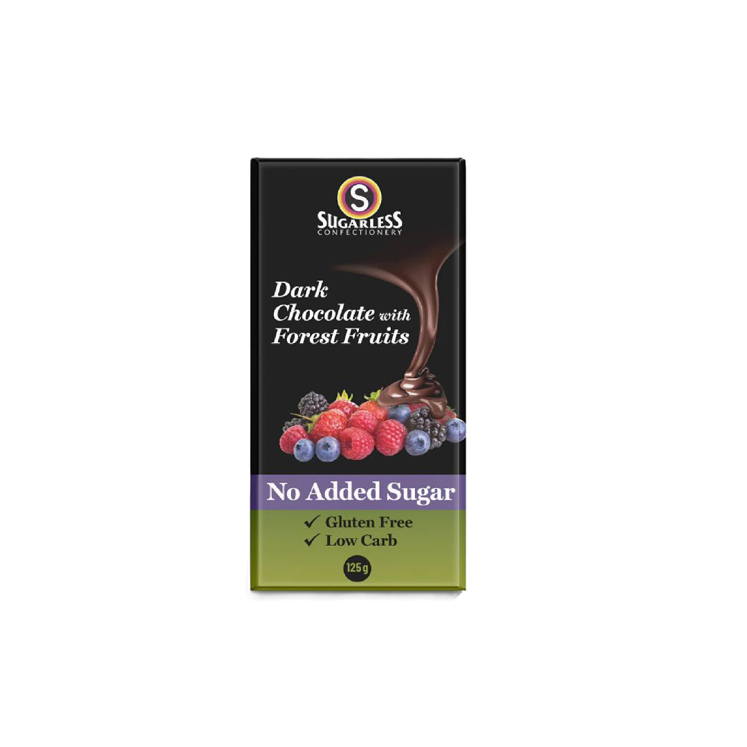 Sugarless Confectionery - Dark Chocolate with Forest Fruits (125g) (12 ...