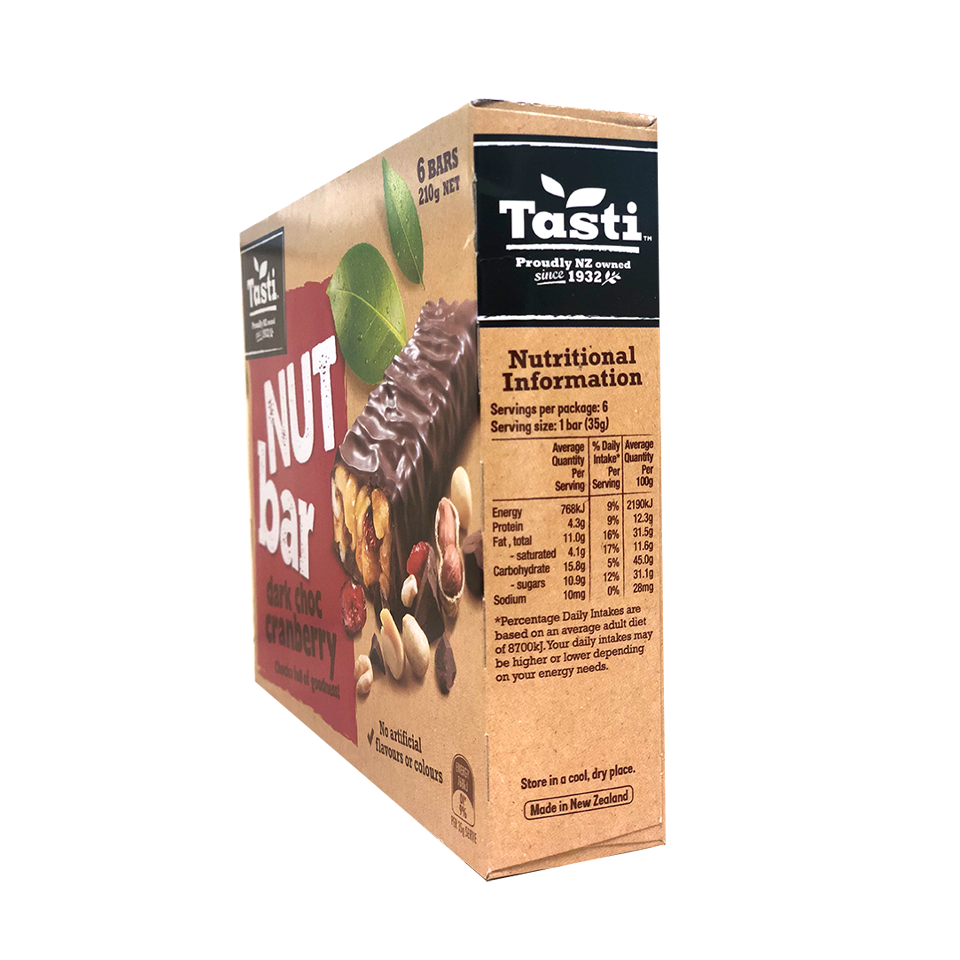 Tasti - Dark Chocolate Cranberry Bar (210g) (10/carton) – Tasty Snack Asia