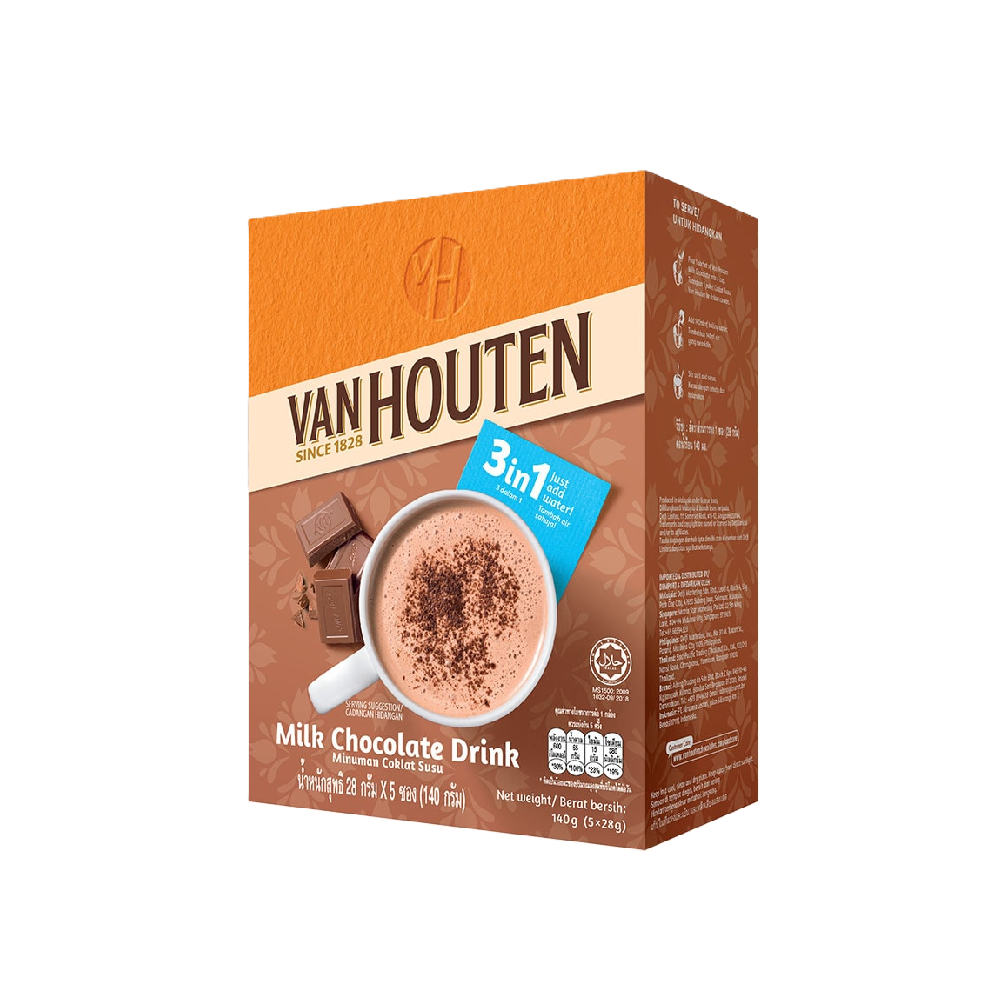 Van Houten - 3 in 1 Milk Chocolate Drink (5/pack) (28g) (20/carton) – TastySnackAsia