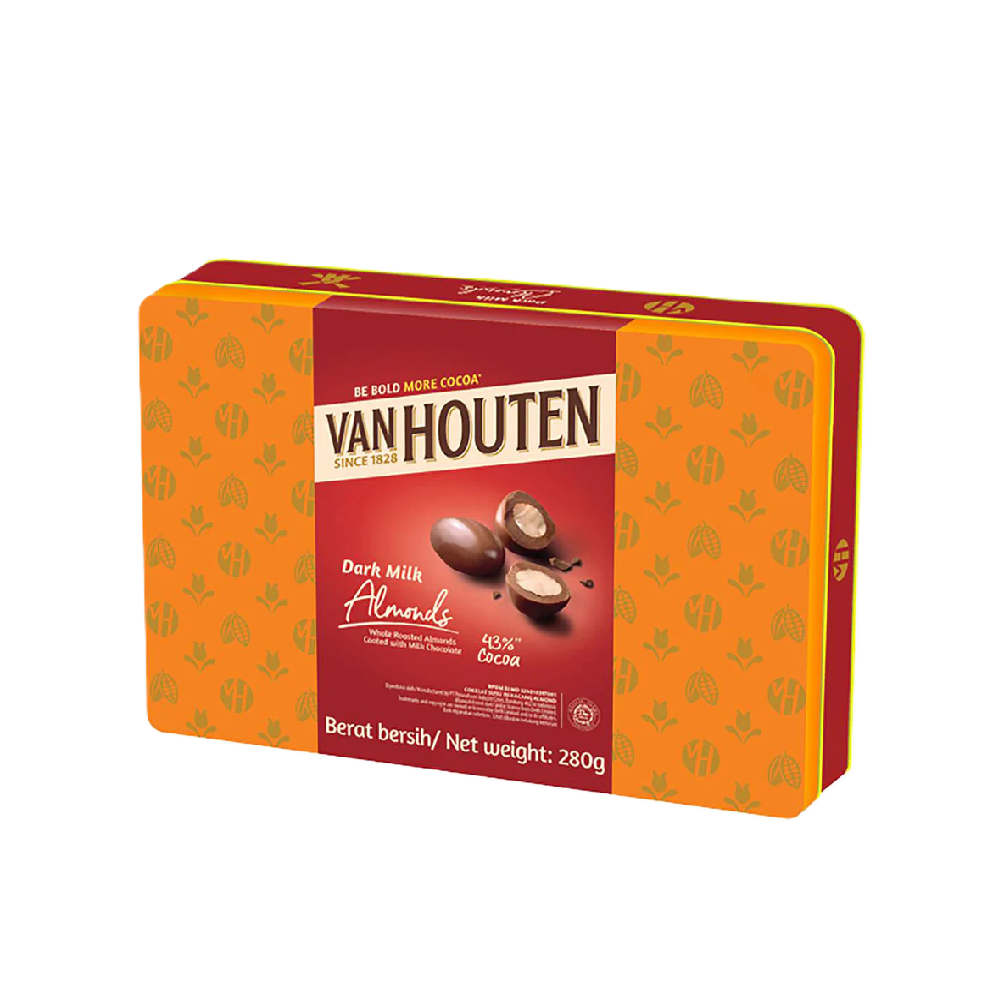 Van Houten - Milk Chocolate With Almond Tin (280g) (24/carton) – Tasty ...
