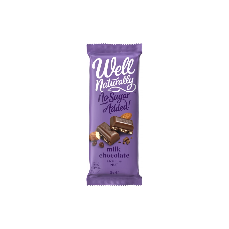 Well Naturally - Sugar Free Fruit and Nut Milk Chocolate (90g) (12/car ...