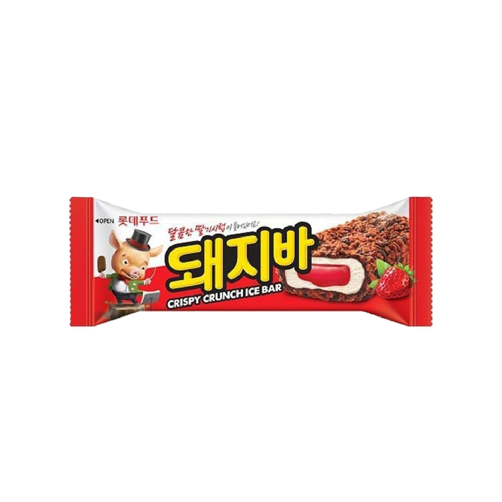 Lotte - Ice Cream Bar With Strawberry Syrup Filling and Crunchy Chocol ...