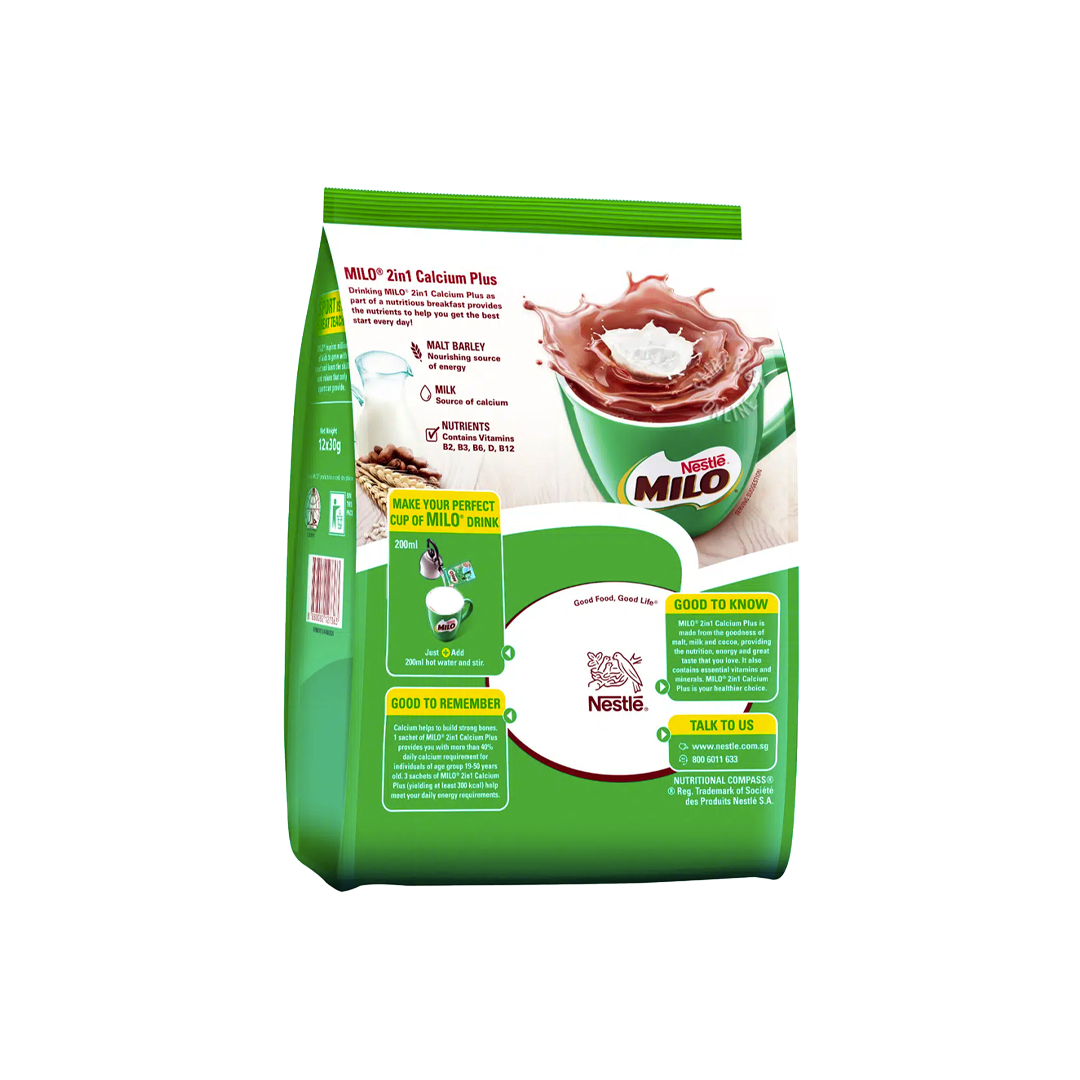 Nestle - Milo 2 in 1 Instant Chocolate Malt with Milk (30g) (12/pack ...