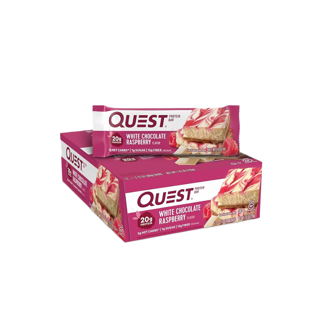 Quest - White Chocolate Raspberry Protein Bar (60g) (12/carton) – Tasty ...