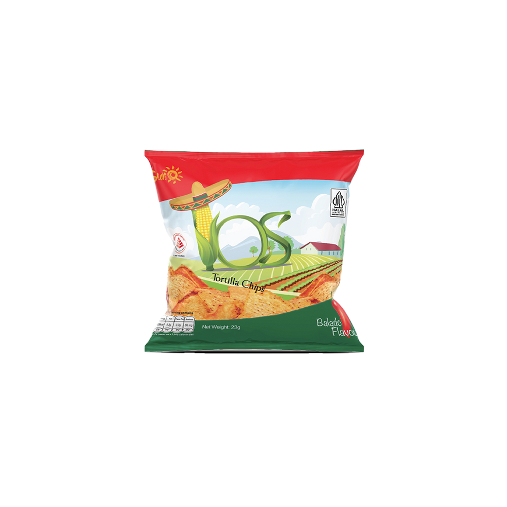 Tos - Balado Tortilla Chips (23g) (54/carton) – Tasty Snack Asia