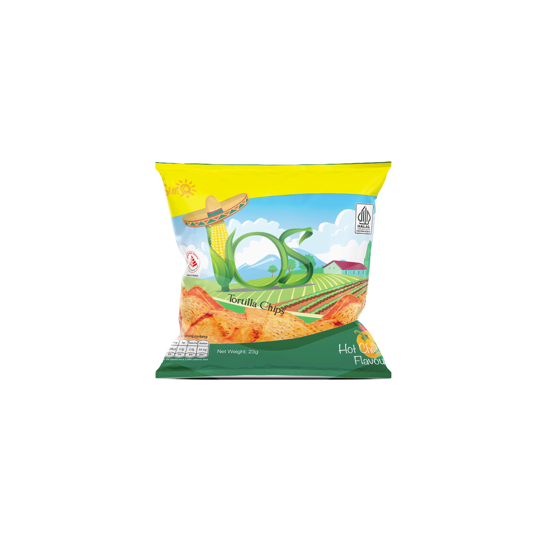 Tos - Hot Chilli Tortilla Chips (23g) (54/carton) – Tasty Snack Asia