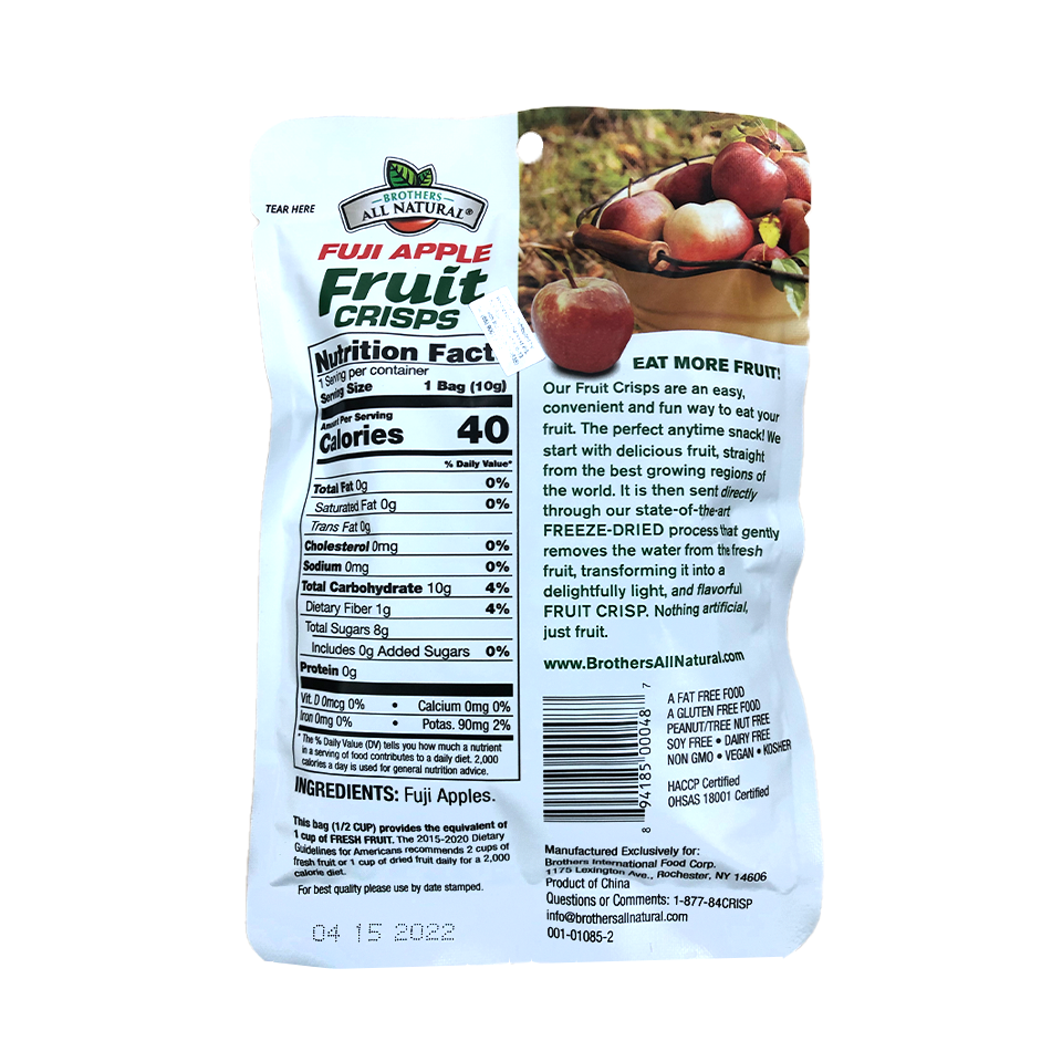 Brothers - All-Natural Fuji Apple Crisps (10g) (12/carton) – Tasty ...