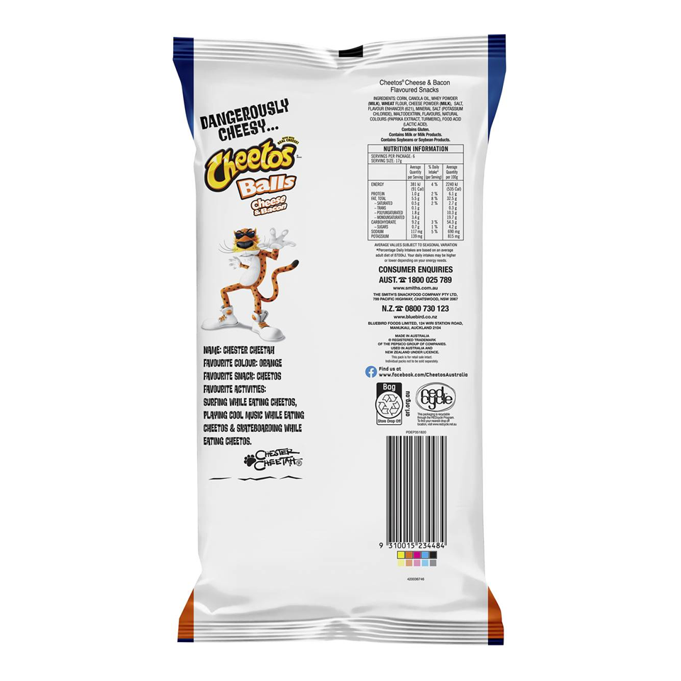 Cheetos - Cheese & Bacon Balls (6/pack) (102g) (12/carton) – Tasty ...