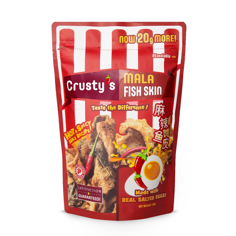 Crusty's - Mala Salted Egg Fish Skin (100g) (30/carton) – Tasty Snack Asia