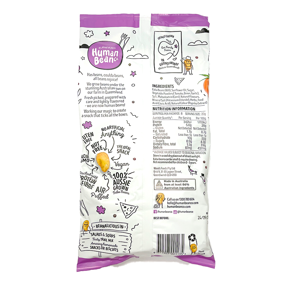 Human Bean Co - Pizza Flavoured Faba Beans (8/pack) (160g) (14/carton ...