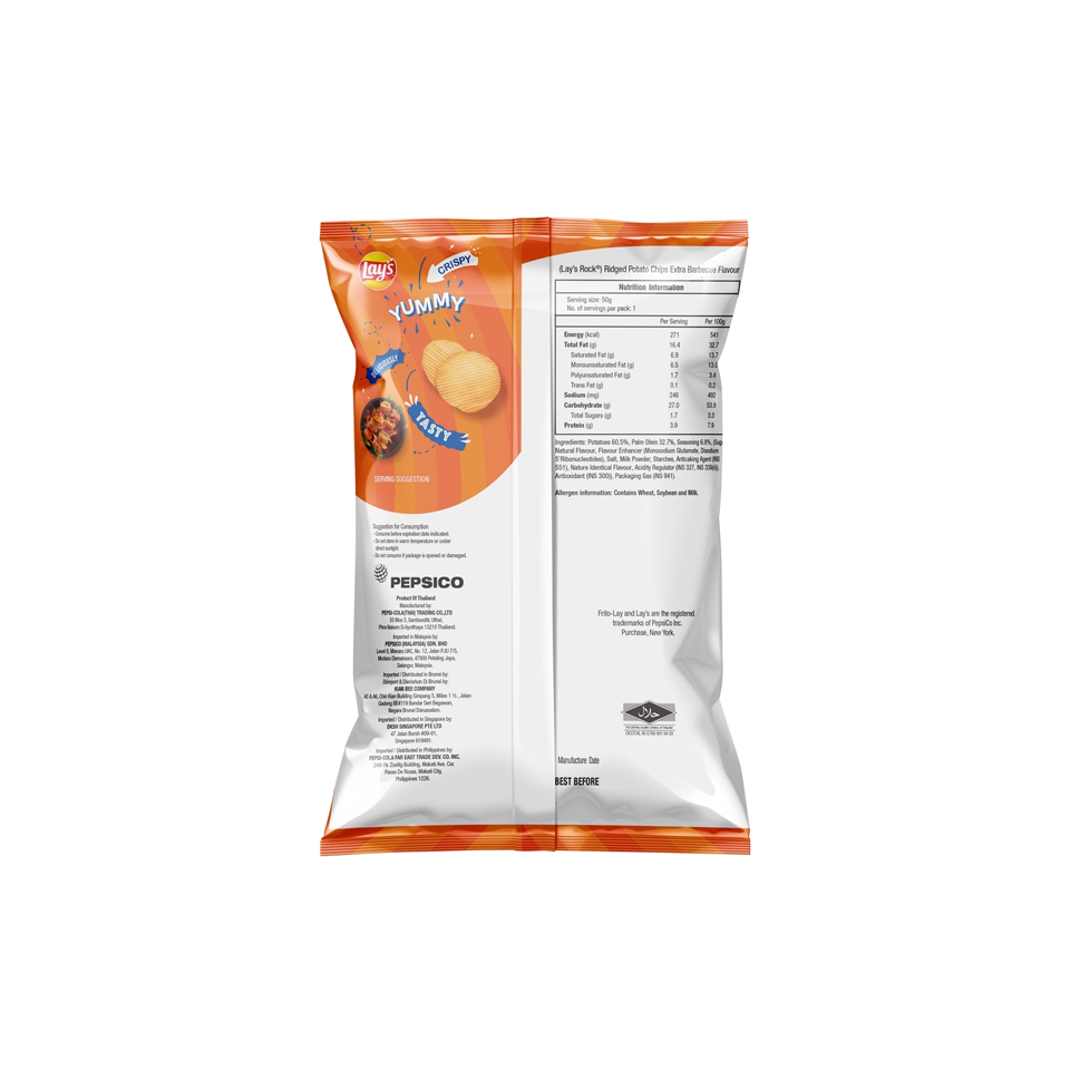 Lay's - Extra Barbecue Flavour Chips (50g) (48/carton) – Tasty Snack Asia