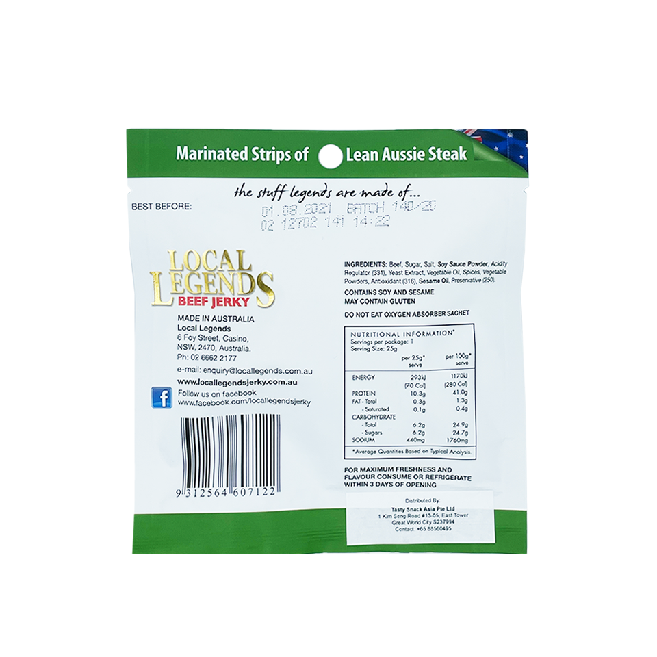 Local Legends - Bulgogi Beef Jerky (25g) (12/carton) – Tasty Snack Asia