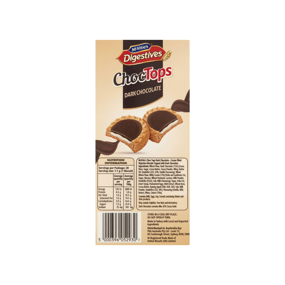 McVitie's - Dark Chocolate Choc Tops Digestives Biscuits (200g) – Tasty ...