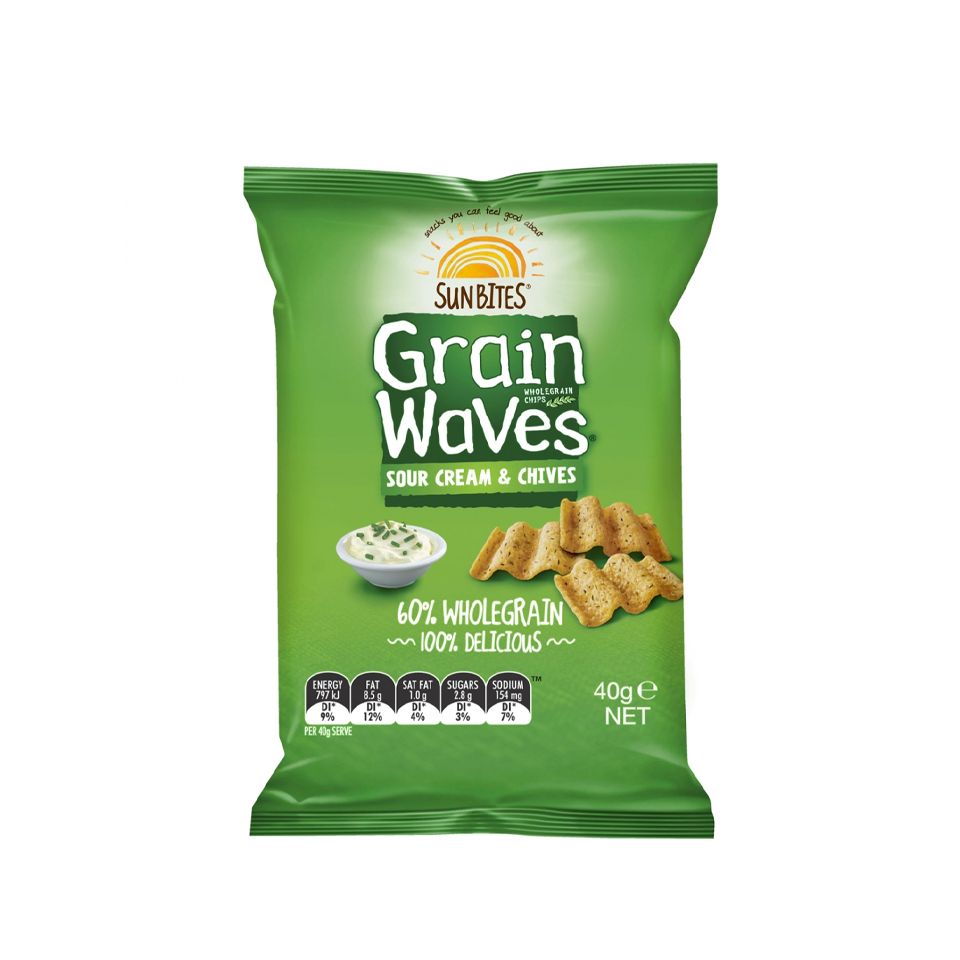 Sunbites - Grainwaves Sour Cream & Chives Wholegrain Chips (40g) (18/c ...