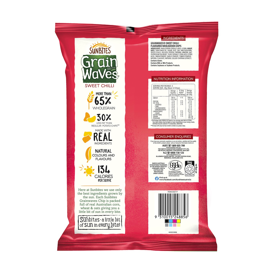 Sunbites - Grainwaves Sweet Chilli Wholegrain Chips (170g) (15/carton ...